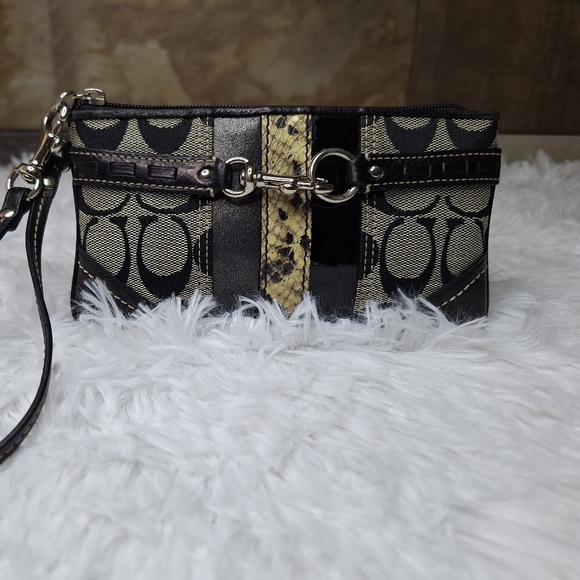 Coach | Bags | Coach Signature Print Wristlet With Multiple Textures ...